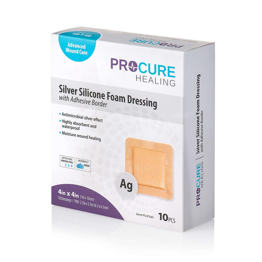 Silver Silicone Foam Dressing | With Border - Procure Products