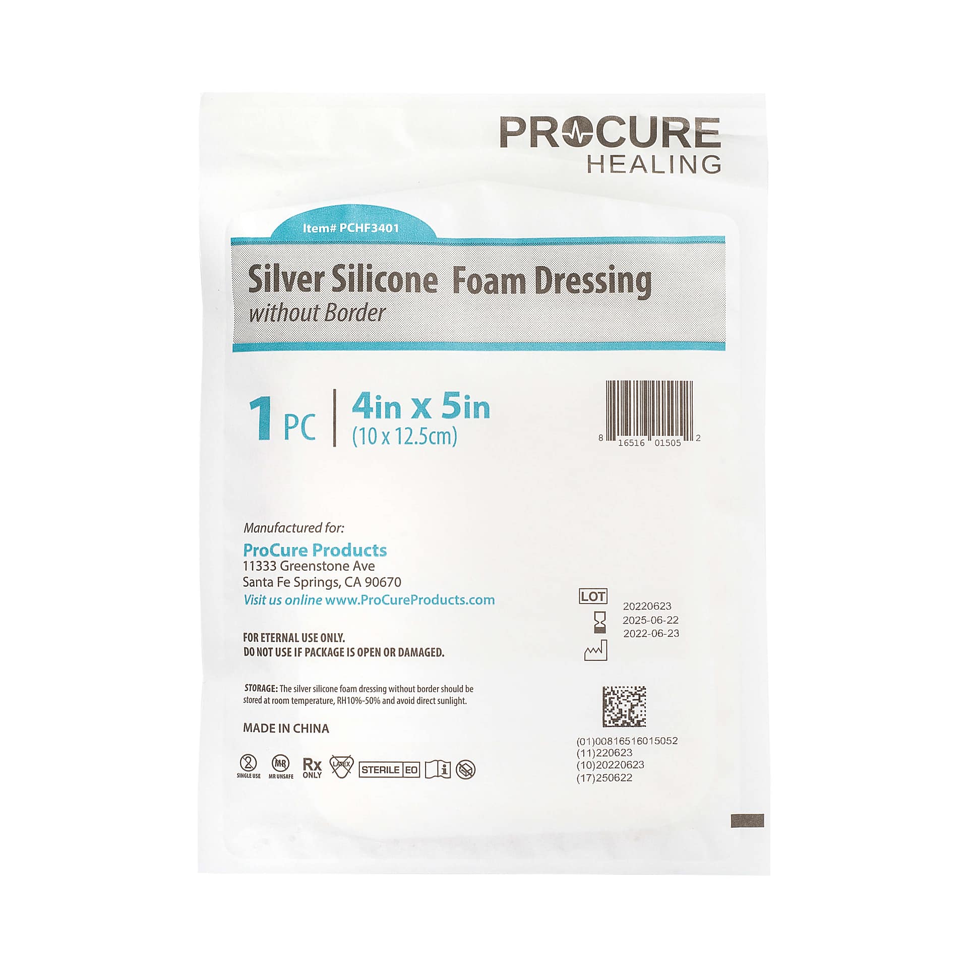 Silver Silicone Foam Dressing (Without Border) - Procure Products