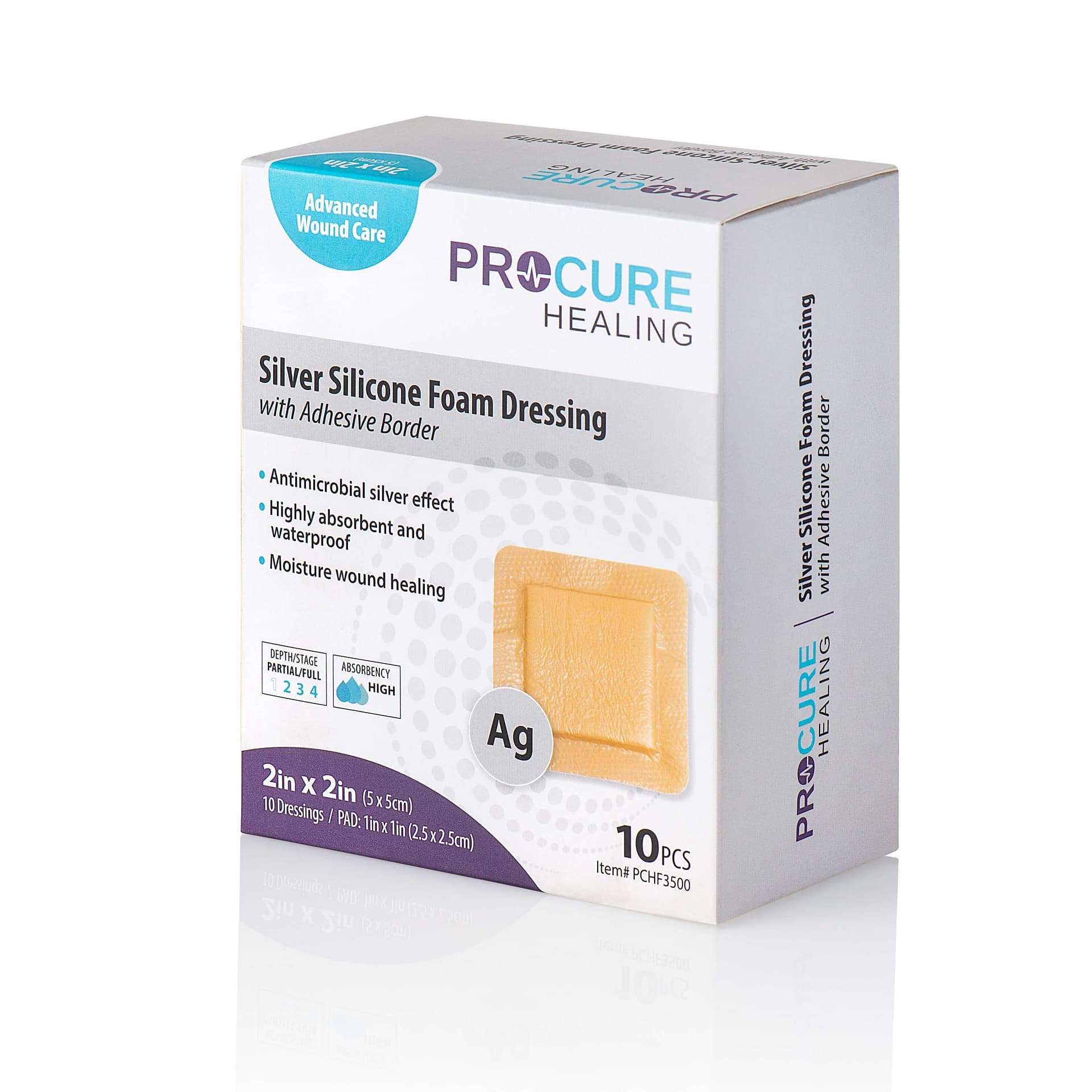 Silver Silicone Foam Dressing | With Border - Procure Products