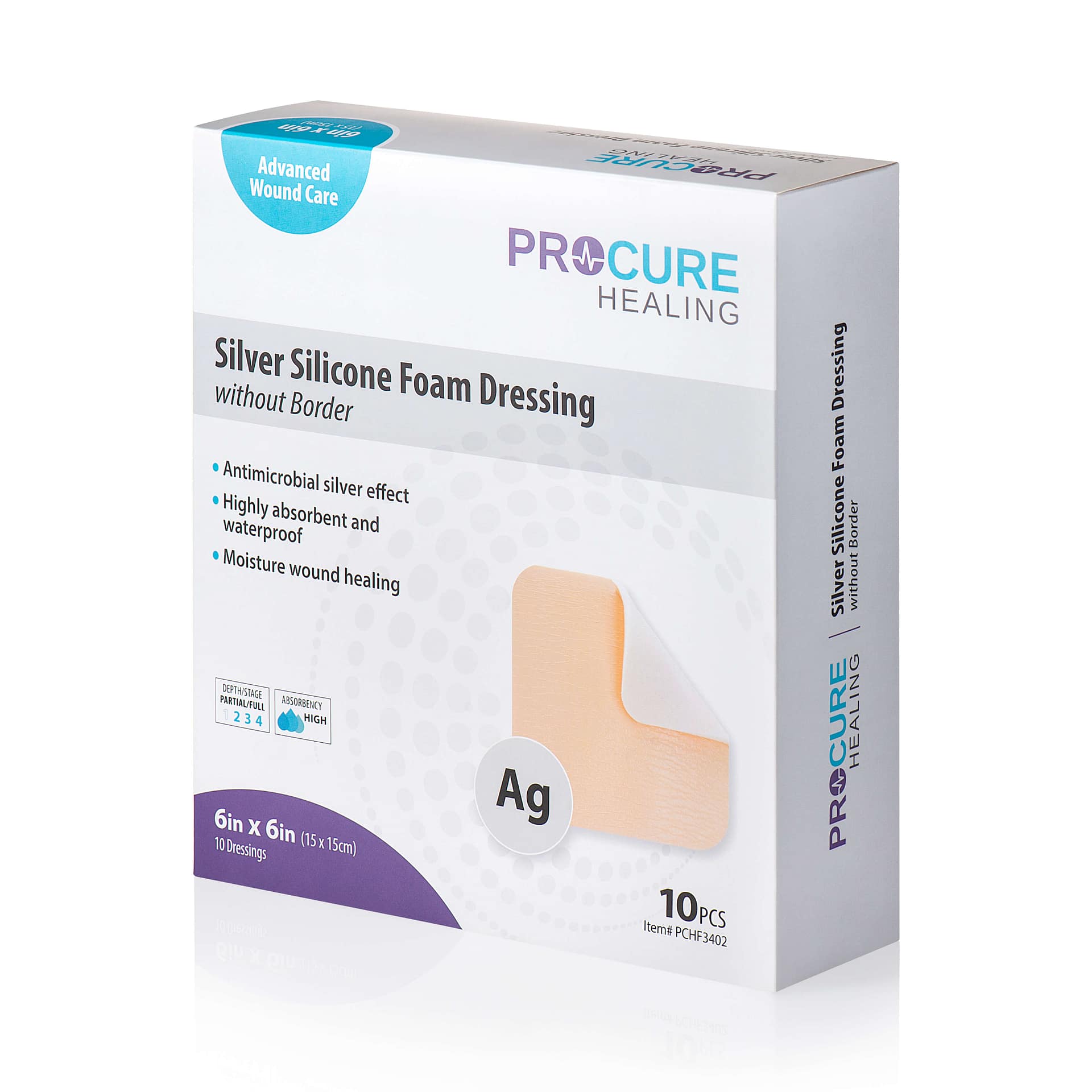 Silver Silicone Foam Dressing (Without Border) - Procure Products